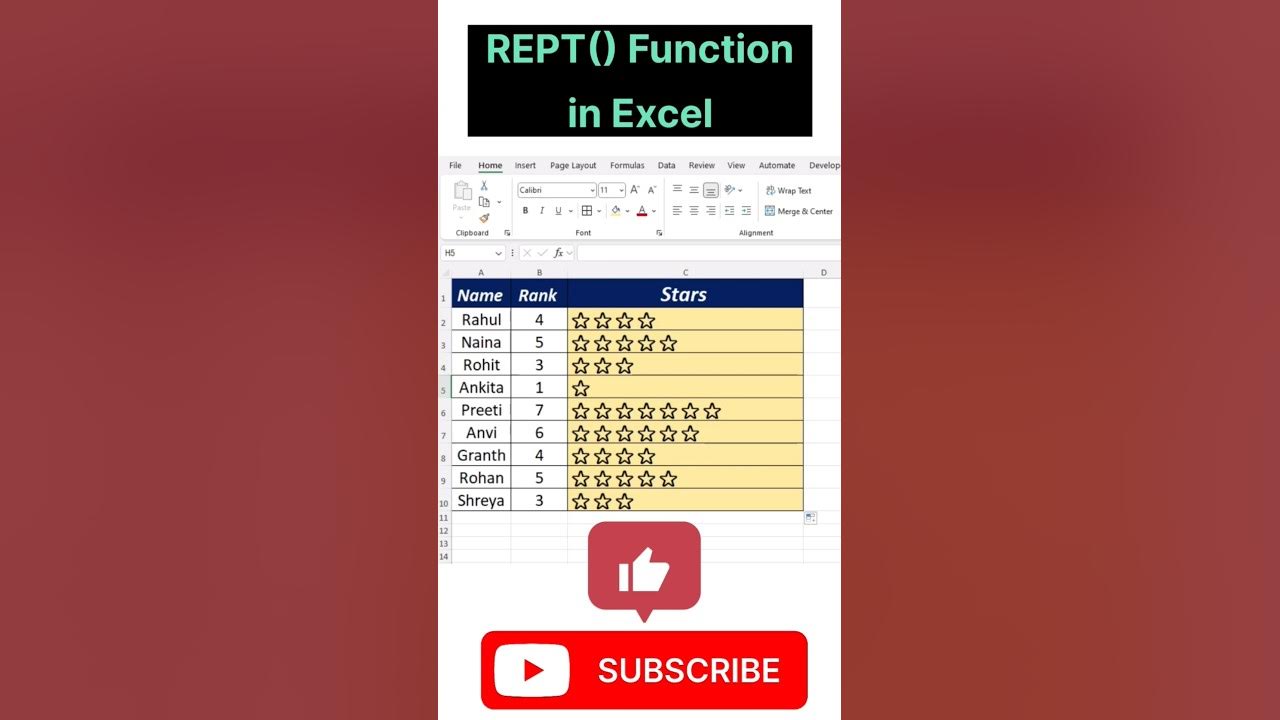 REPT() Function in Excel#Excel REPT() Formula#Excel#exceltutorial#shorts#viral#excelformula# ...