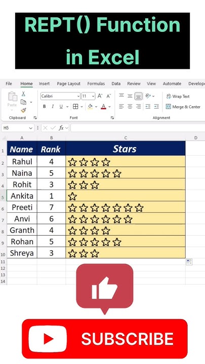 REPT() Function in Excel#Excel REPT() Formula#Excel#exceltutorial#shorts#viral#excelformula# ...