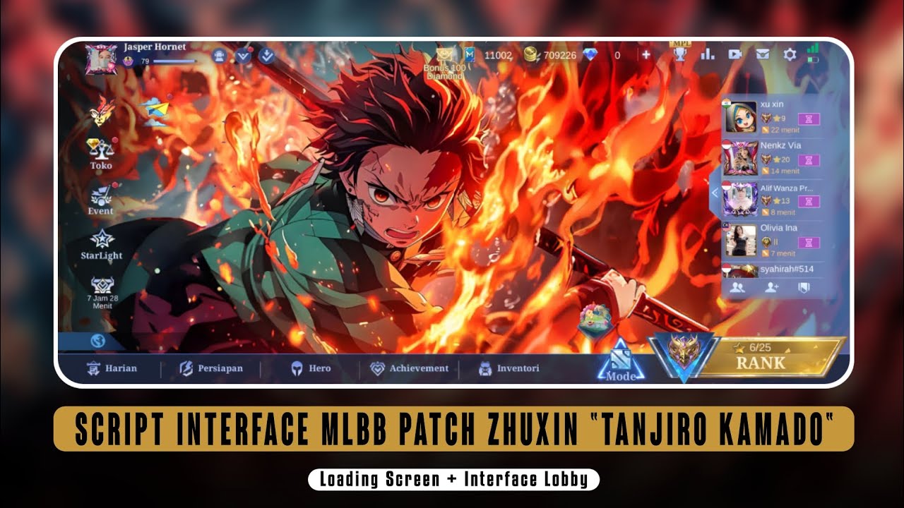 NEW UPDATE !!! SCRIPT INTERFACE MLBB PATCH ZHUXIN "TANJIRO KAMADO" - YouTube