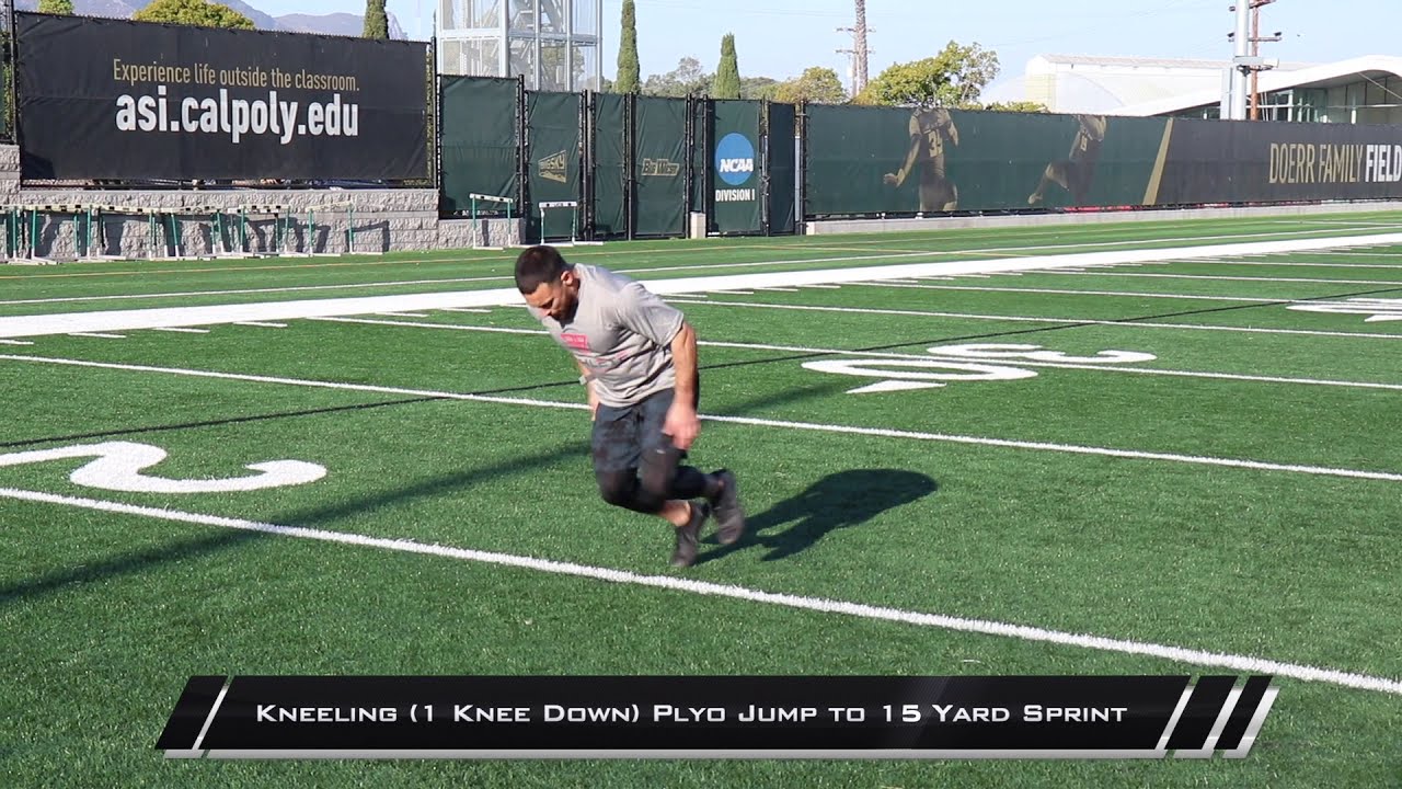 Kneeling 1 Knee Down Plyo Jump to 15 Yard Sprint - YouTube