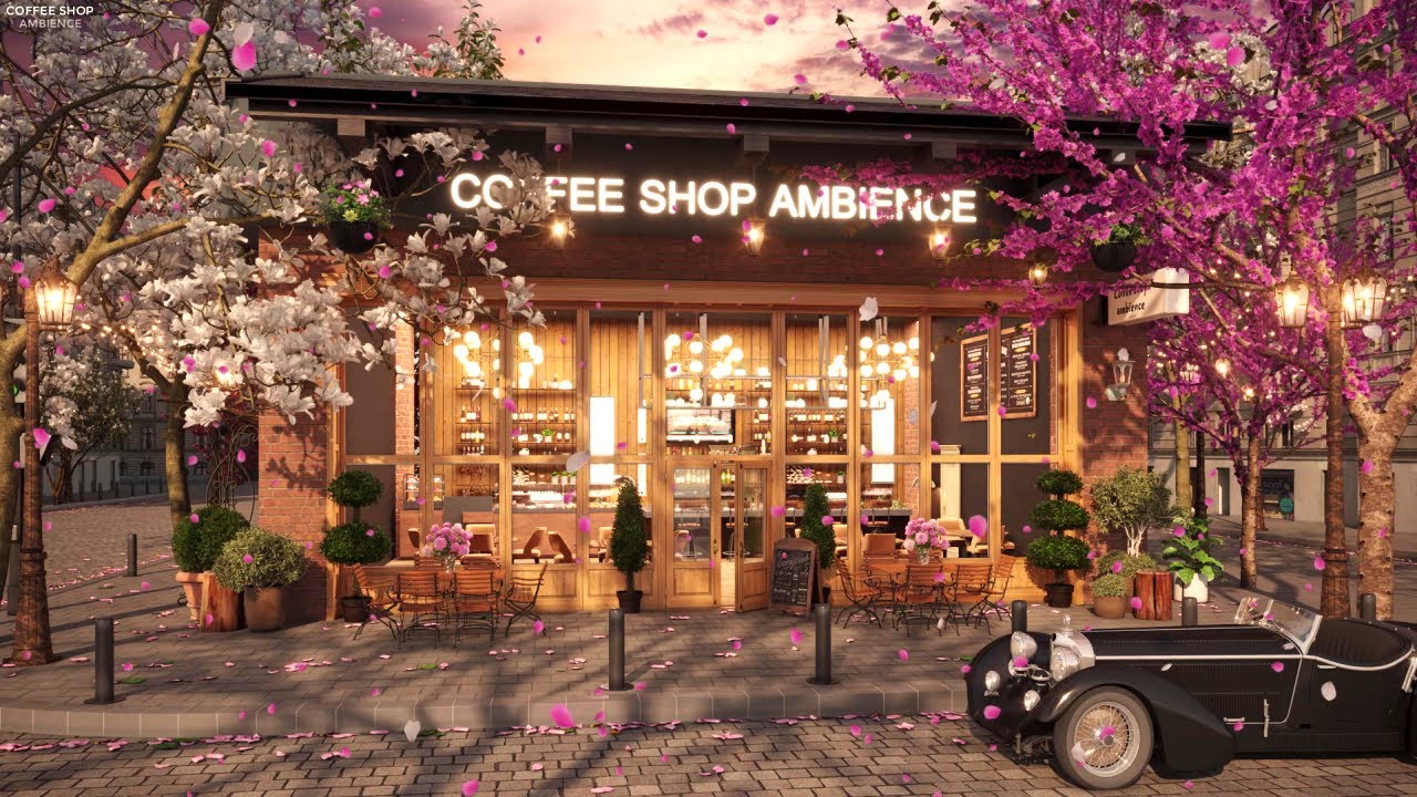 Springtime Street at Coffee Shop Ambience with Chill Jazz & beats to ...