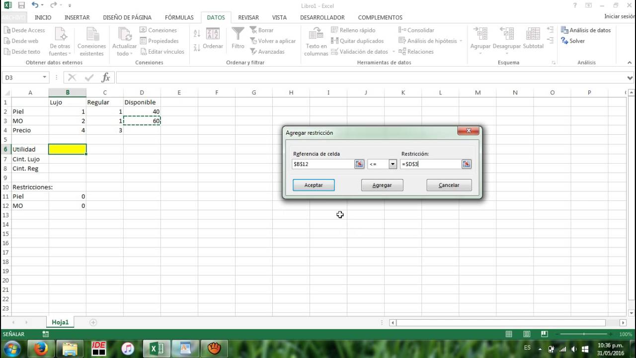 Introducción a SOLVER y GAMS - Ejercicio 1 - ANEIAP UnalBog. - YouTube