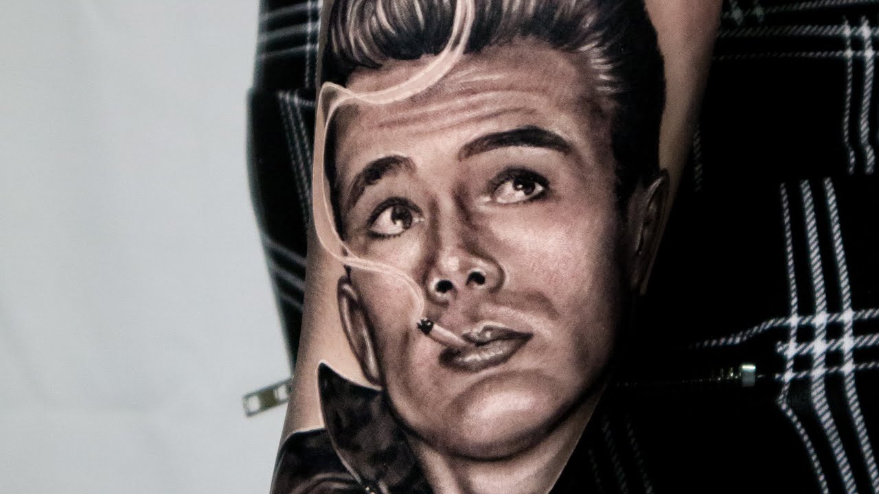 James Dean Tattoo Portrait By Jay Mageau - YouTube