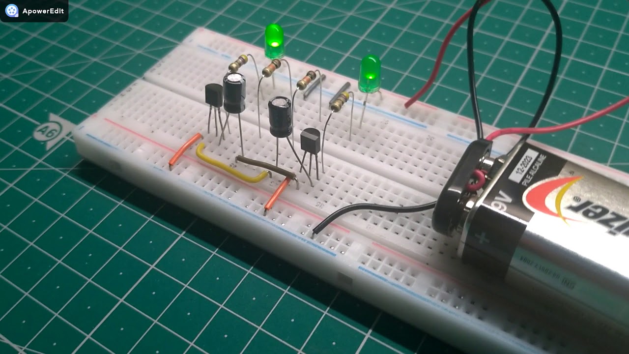 LED blink circuit with transistor - YouTube