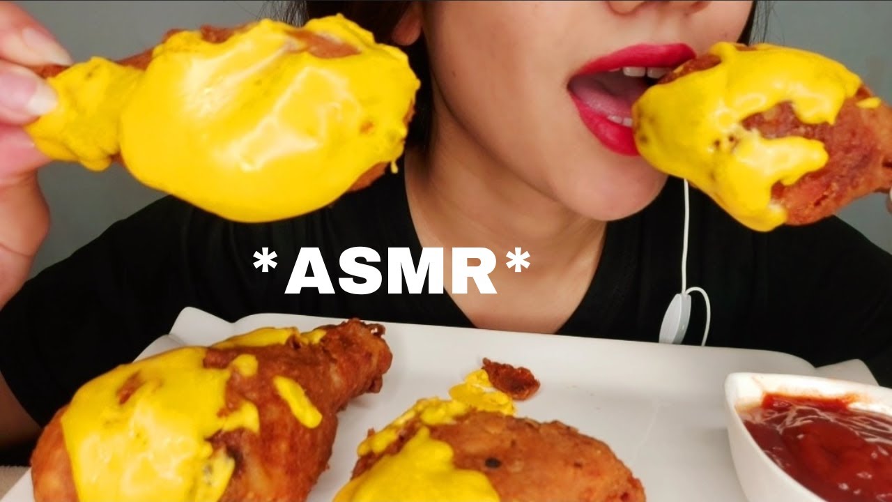 (ASMR MUKBANG) CHEESY FRIED CHICKEN |EATING SOUNDS| SABA ASMR - YouTube