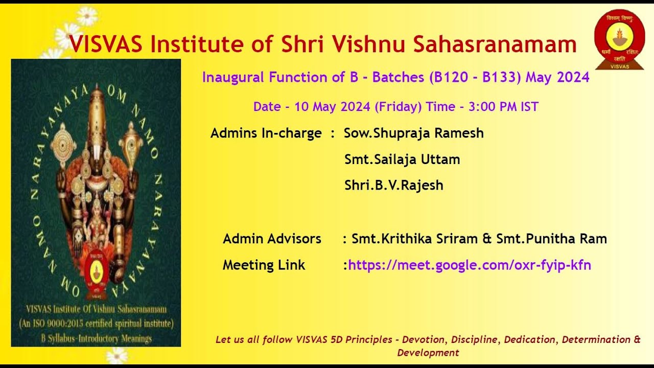 VISVAS - B Batches (B120-B133) Inauguration, 10th May 2024 - YouTube