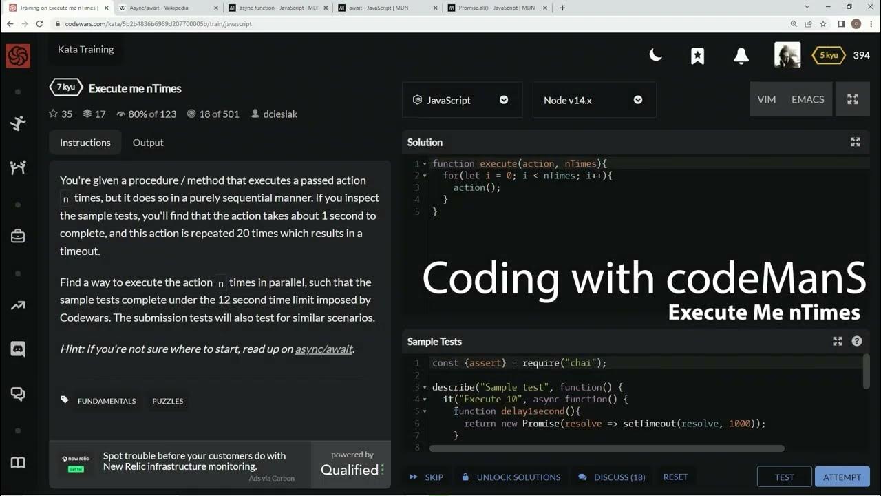 Codewars 7 kyu Execute Me nTimes JavaScript - YouTube