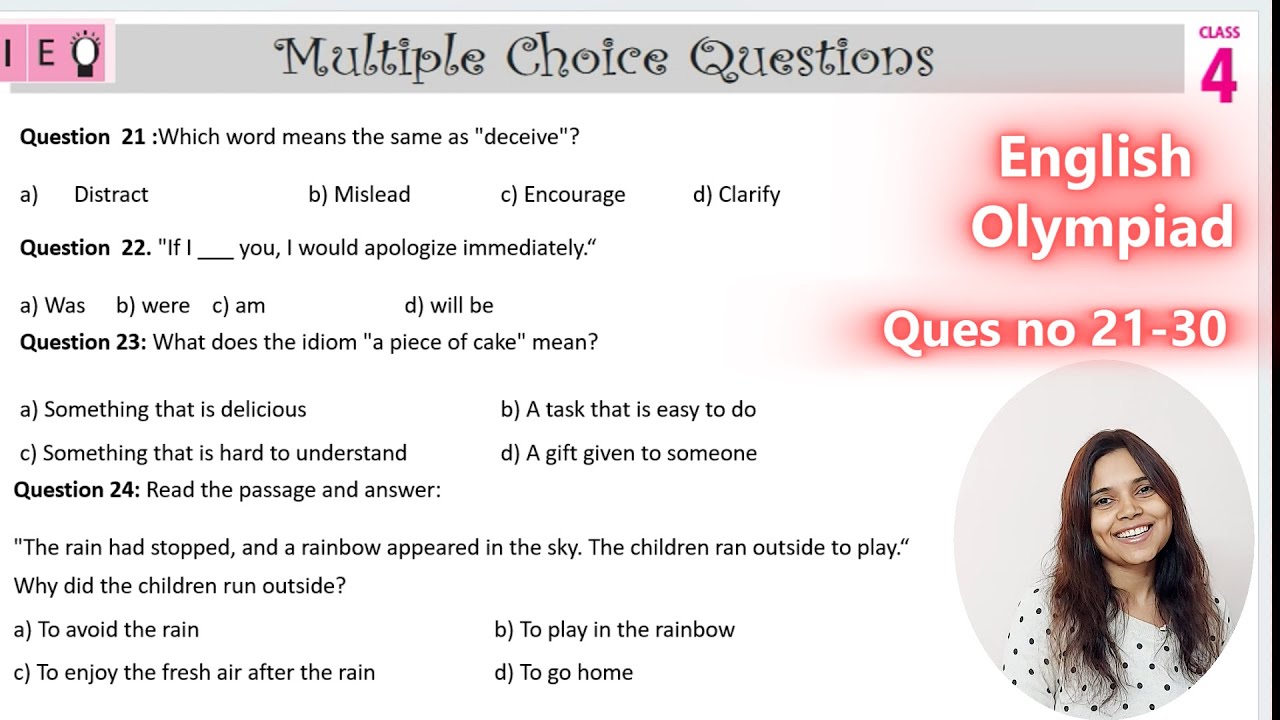 Class 4 English Olympiad Practice Paper- Ques no 21-30 | Class 4 English Olympiad Practice ...