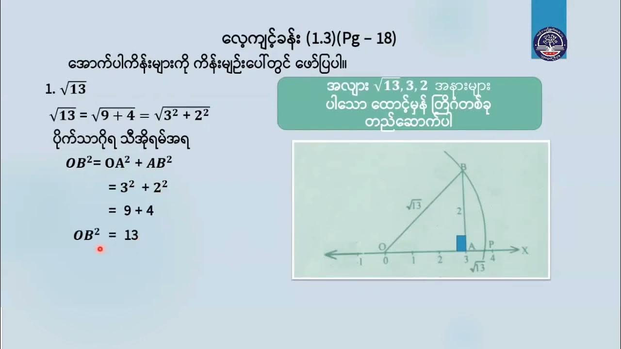 Grade 9 သင်္ချာအတွဲ ၁ ၊ အခန်း ၁ ကိန်းစစ်များ၊ အပိုင်း ၄ ၊စာမျက်နှာ ၁၅ G9ma Episode 7