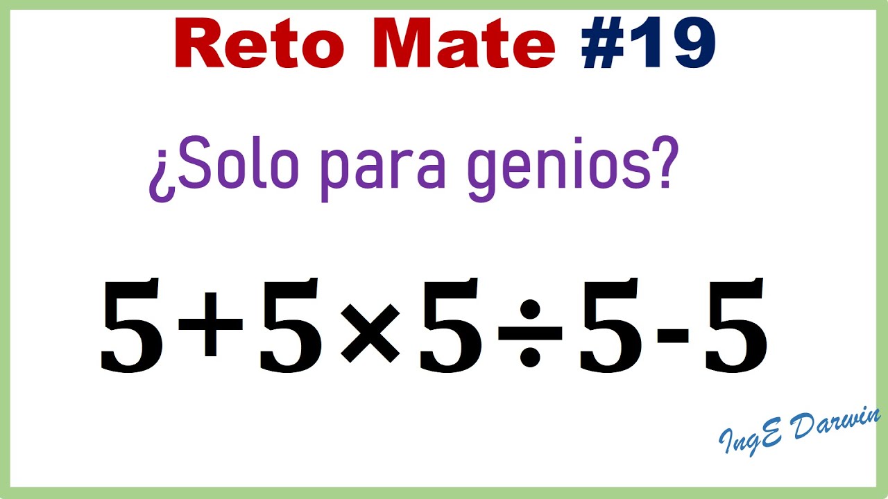 Tienes 5 segundos para resolver este ejercicio matemático | Reto 19 ...