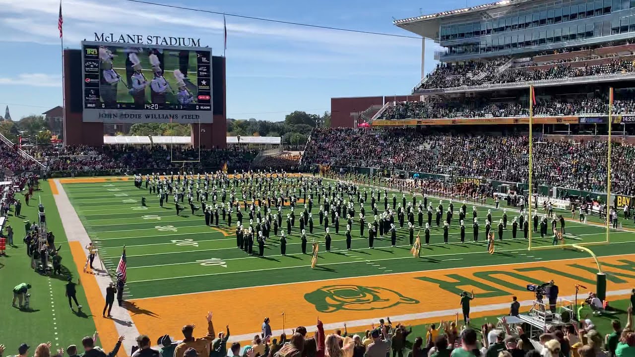 Baylor Band playing before Baylor win vs. Oklahoma University OU ...