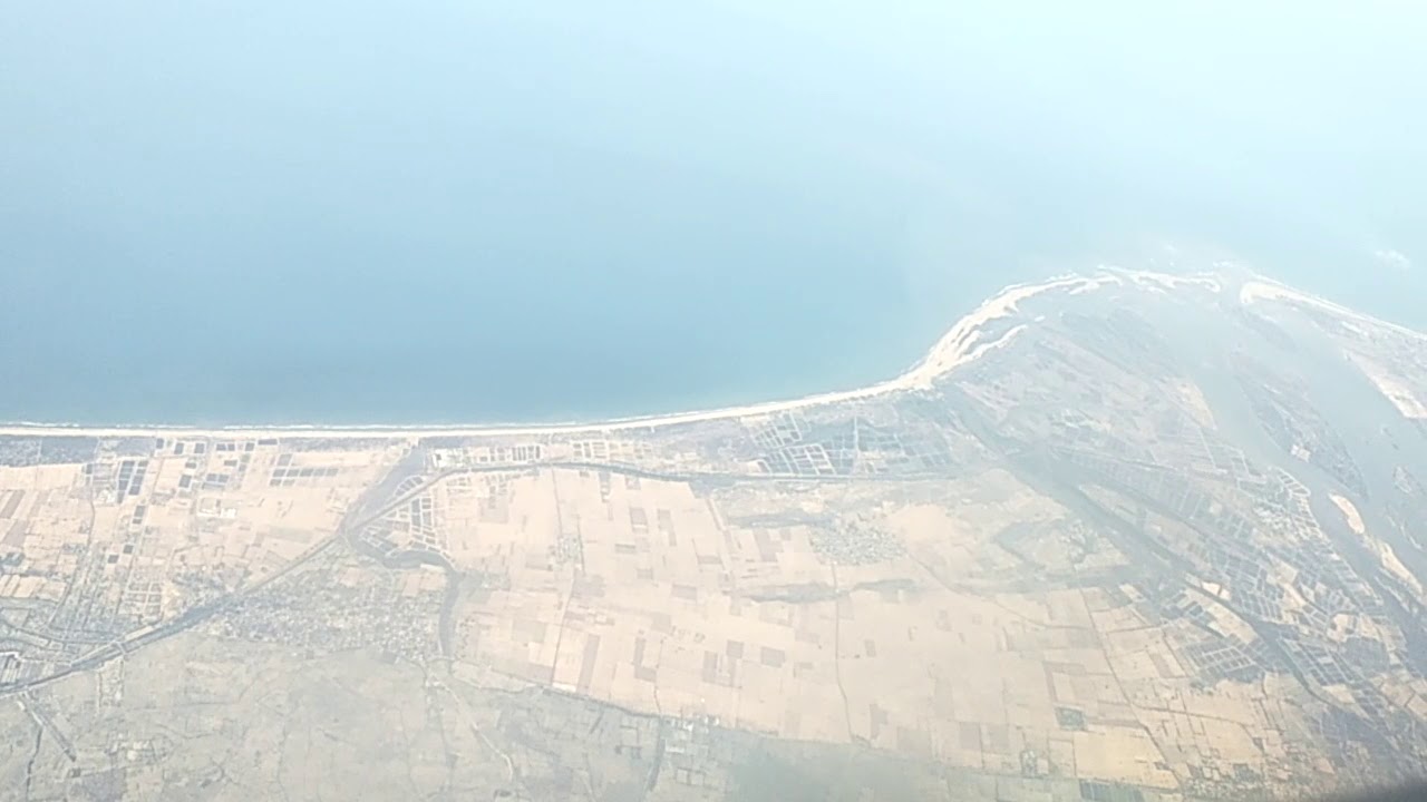 Aerial view of Penna River merging with Bay of Bengal near Utukuru ...