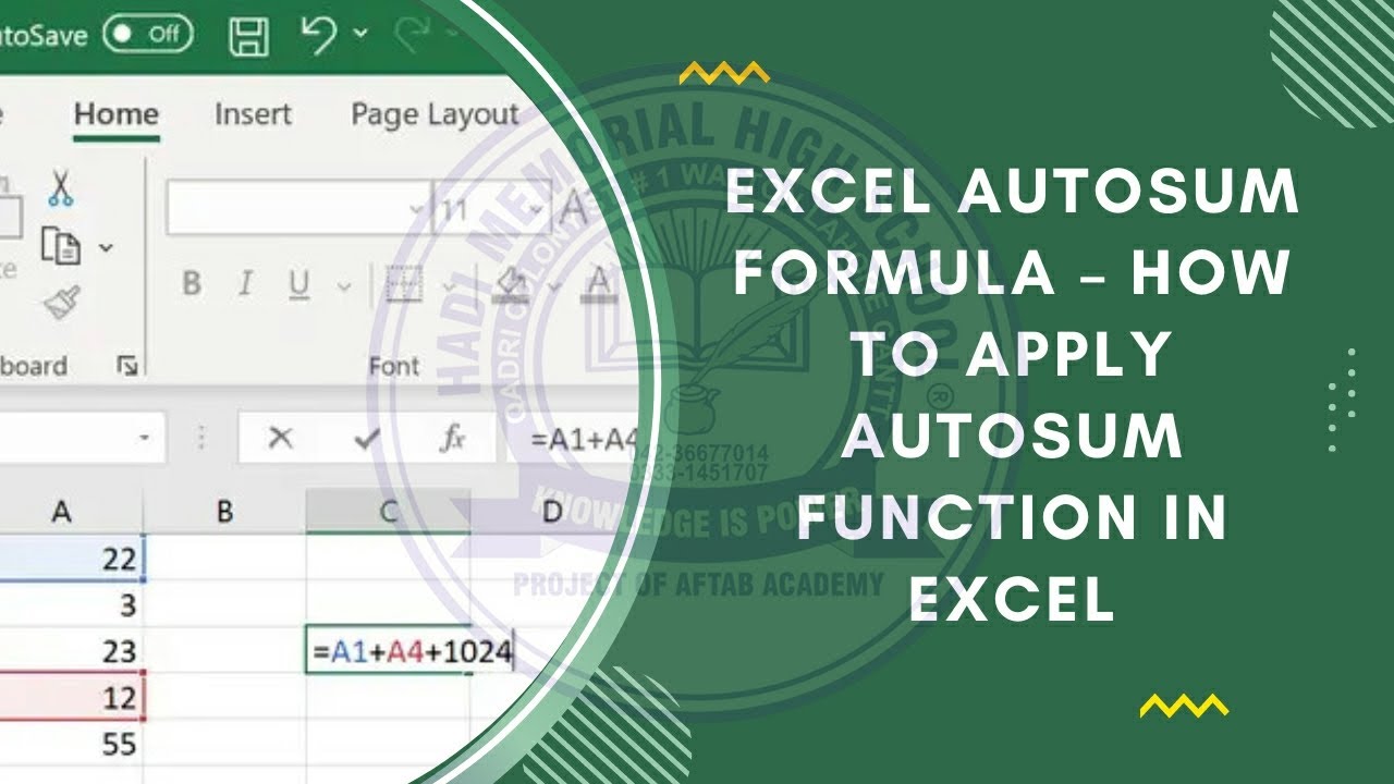 Autosum Function Class 5 Chap 3 P3 - YouTube