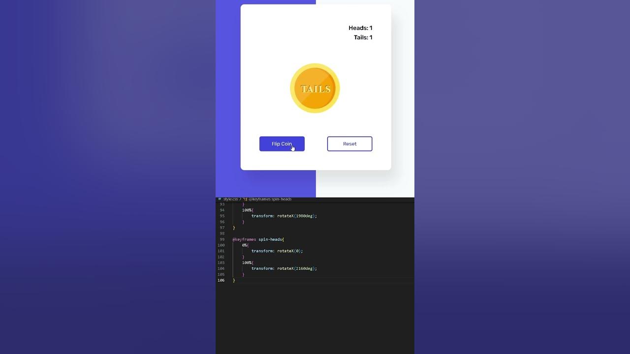 🪙build A Flip Coin Game With Css And Js😍programming Coding Css Htmlcss Shorts Trending