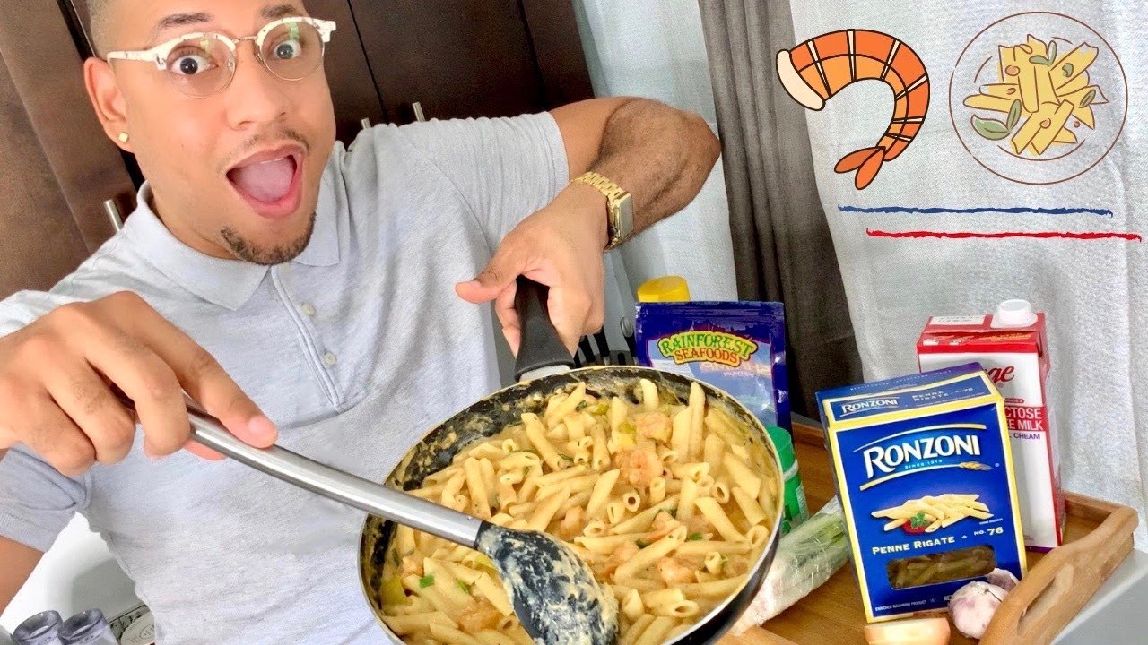 I COOKED GARLIC SHRIMP PASTA FOR THE FIRST TIME | QUITE PERRY - YouTube