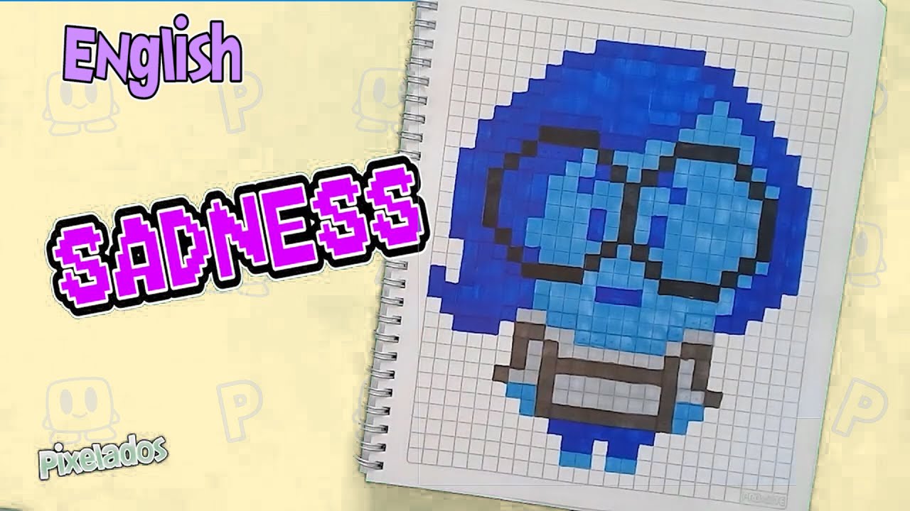 How to draw Sadness from Inside Out 2 in pixel art step by step ...
