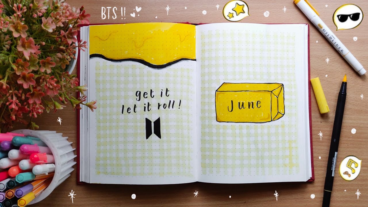 PLAN WITH ME | June 2021 Bullet Journal Setup | BTS BUTTER Theme - YouTube