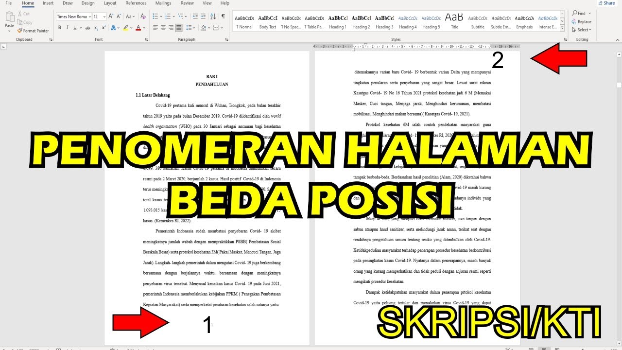 CARA MEMBUAT PENOMERAN HALAMAN BEDA POSISI UNTUK SKRIPSI ATAU KTI DI ...