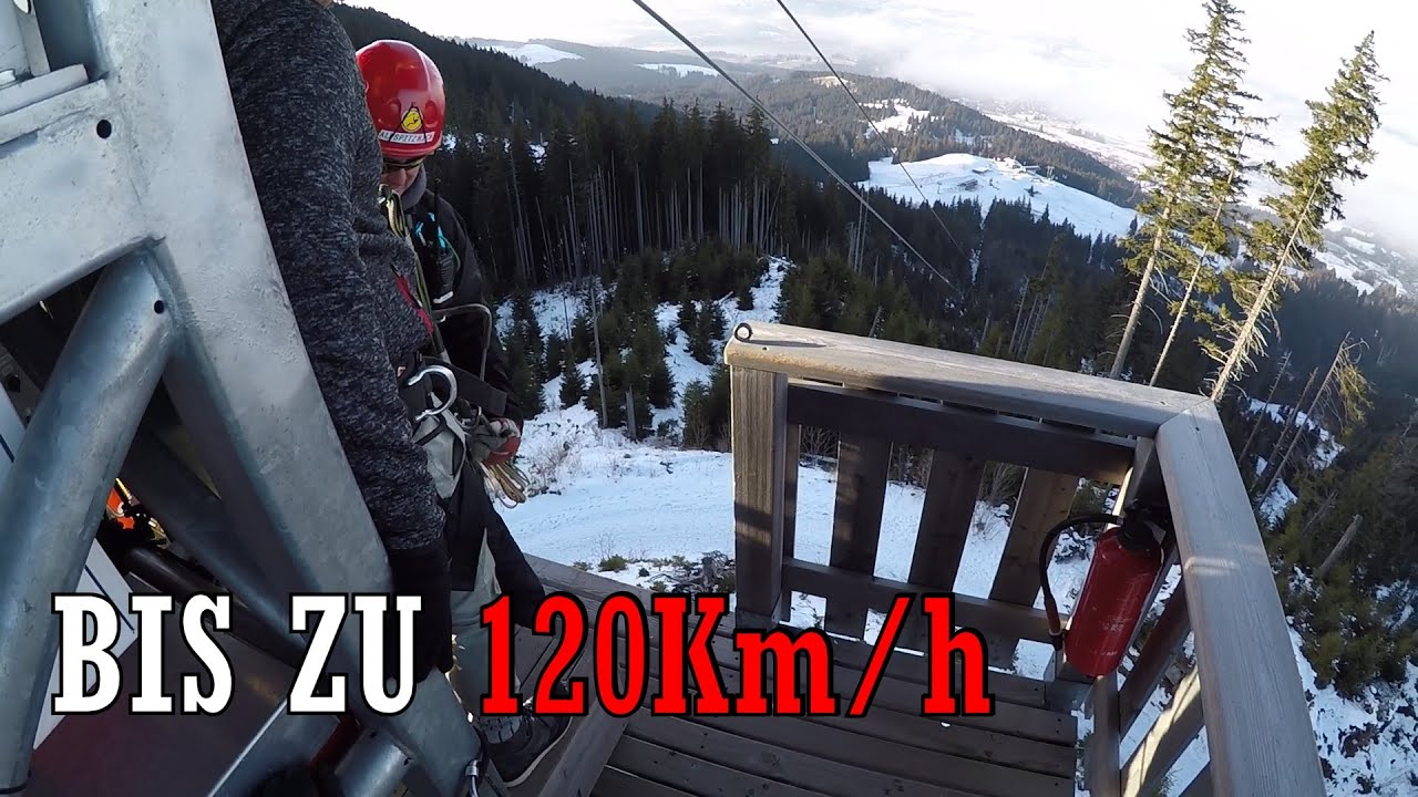 Bis zu 120Km/h... Hochgeschwindigkeits-Zipline AlpspitzKICK | Winter ...
