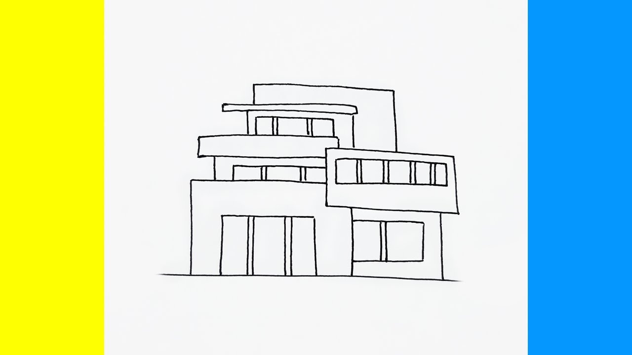 How to Draw a Modern House easy - YouTube