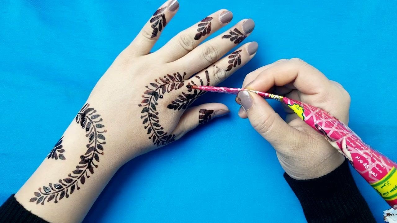 نقش حناء جديد وسهل جدا للمبتدئين New and very easy henna inscription ...