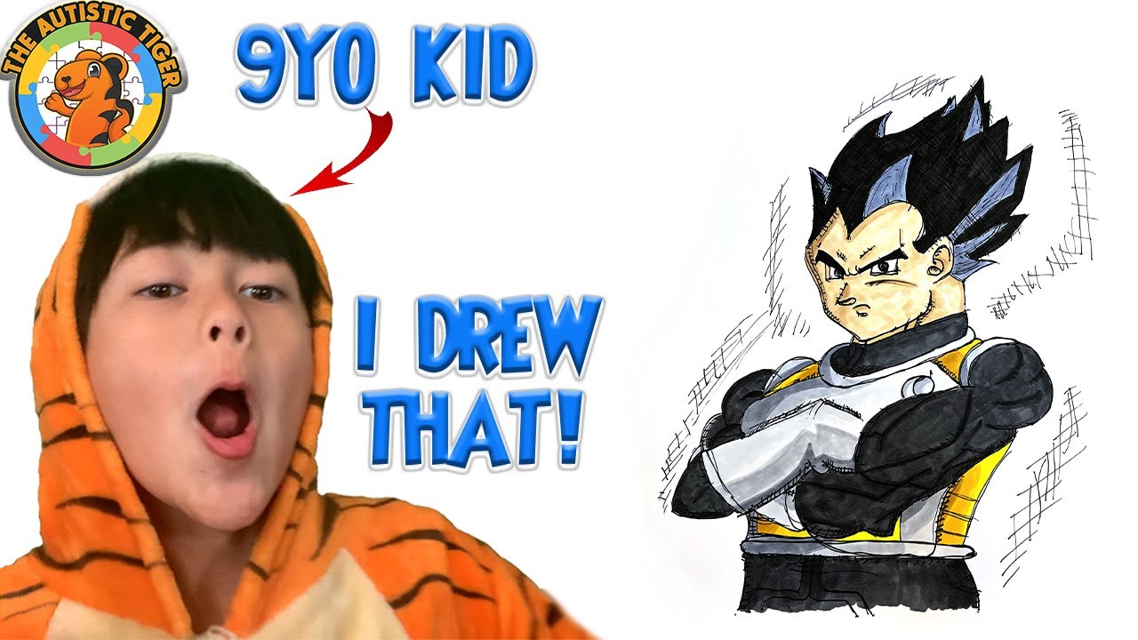 9yo Autistic Savant Draws - Vegeta | Dragon Ball Z - YouTube