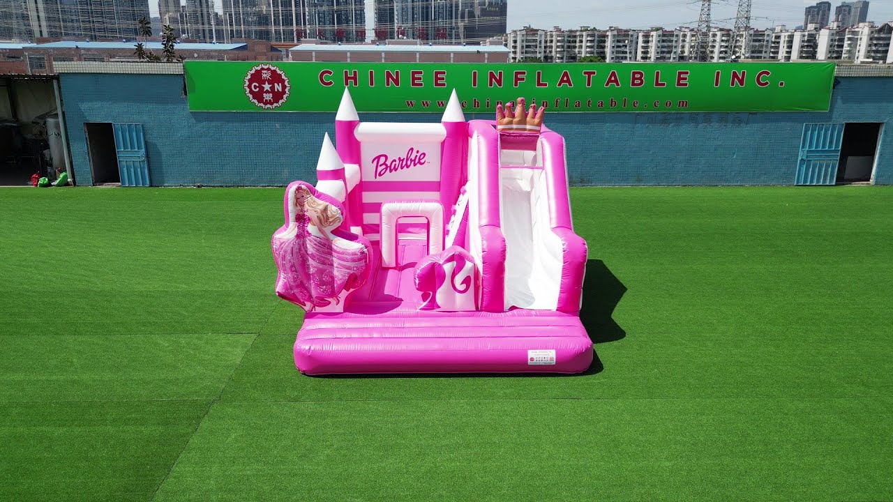 👑🏰 Glamour and Adventure: Barbie Bouncy Castle With Slide! 🌟🎈💖 T2-8105 ...