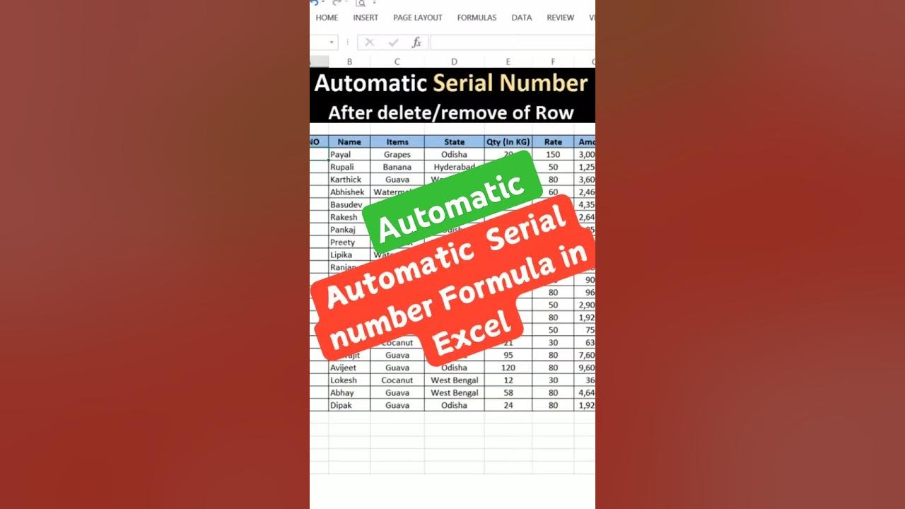 automatic serial number formula | how insert serial number automatically #excel #exceltips - YouTube
