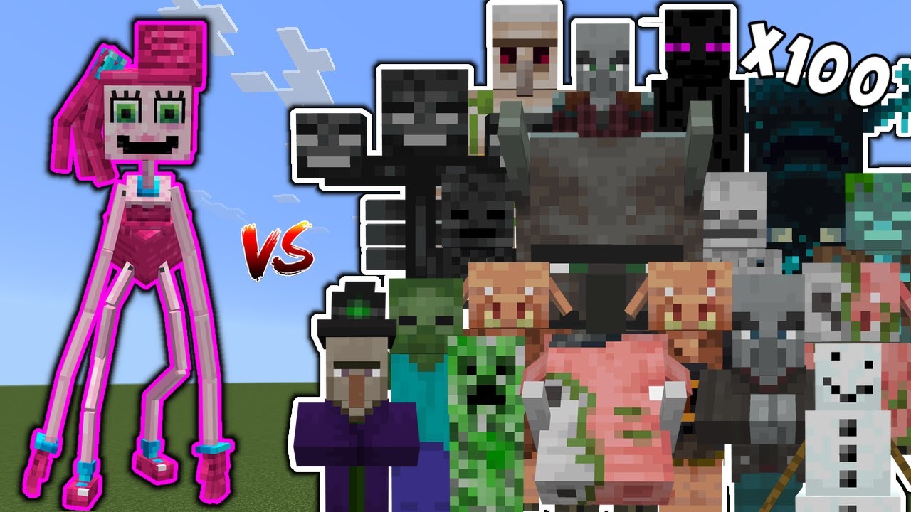 Mommy Long Legs VS x100 Minecraft Bedrock Mobs | MINECRAFT EPIC FIGHT ...