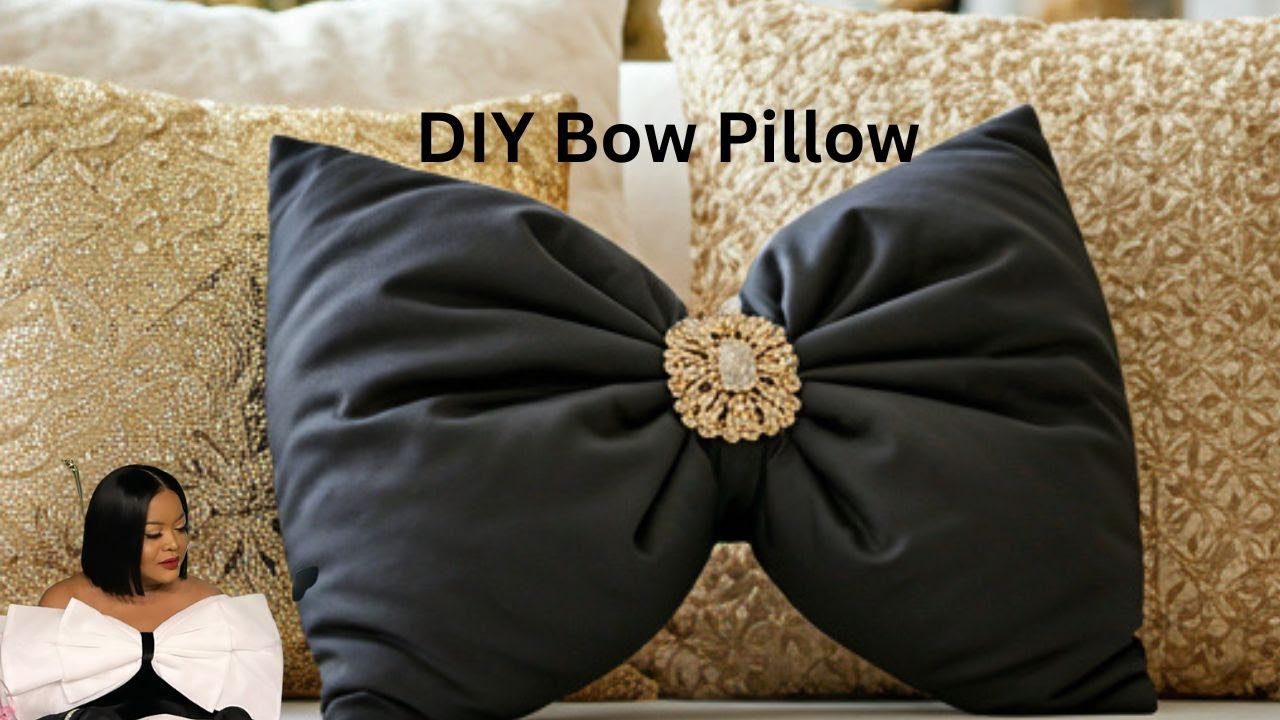 CHEAP and EASY DIY Bow Pillow | Christmas DIY Bow Pillow | Bow Tie Pillow DIY | No Sew Pillow ...