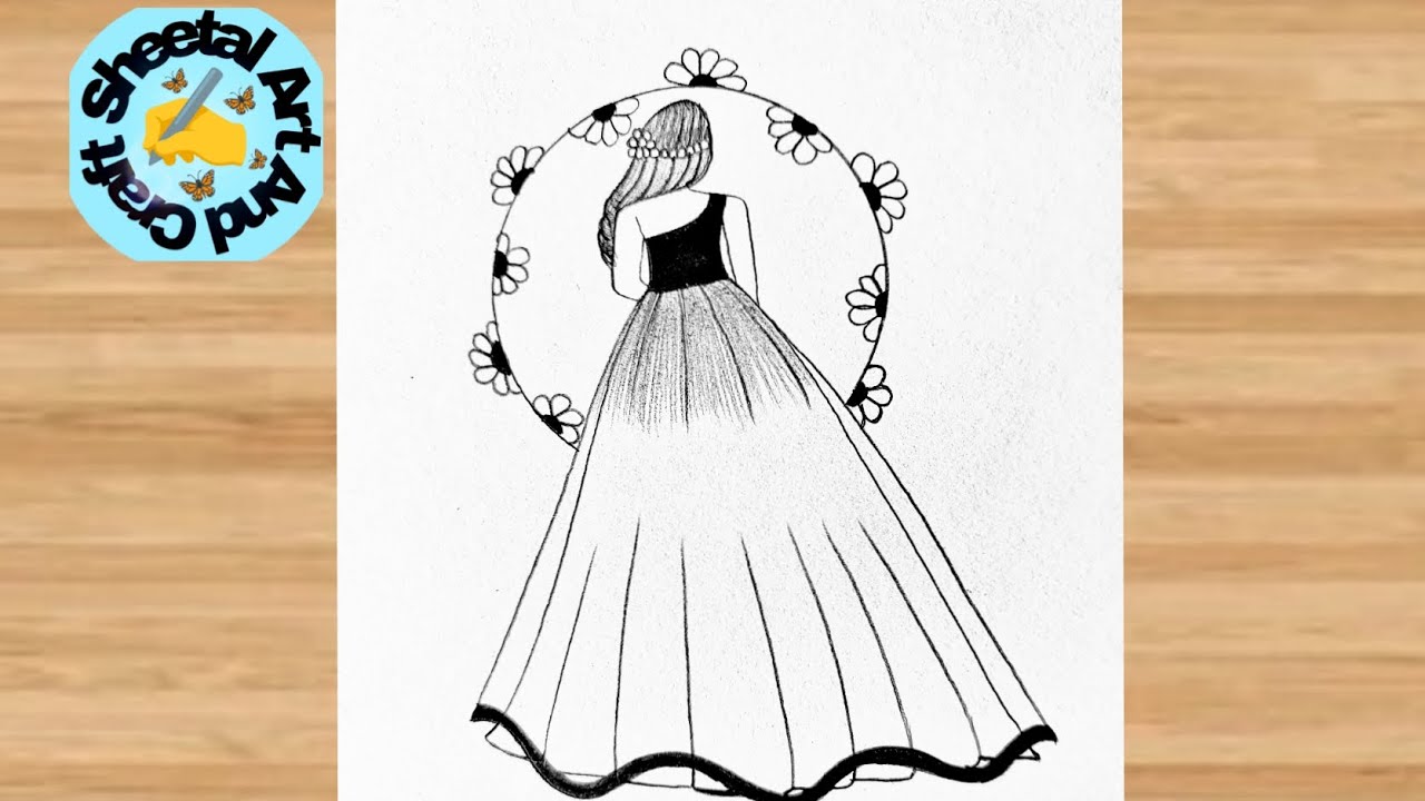 How To Draw Simple Girl Drawing Backside | Sundar Si Pari Ka Chitra ...