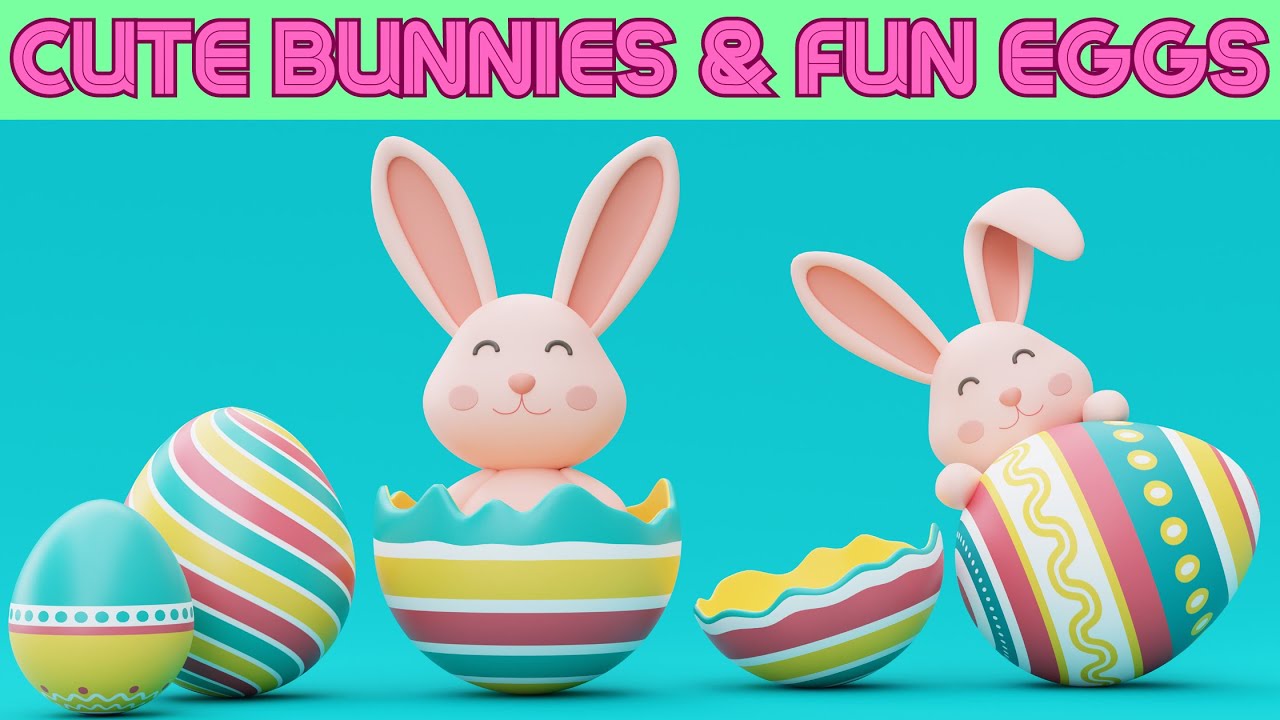 Wheels On The Bus Song & Cute Easter Bunnies with Colorful Easter Eggs ...