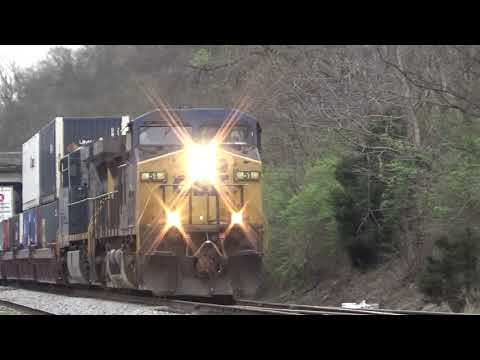 CSX AC44CW 51 and CM44AC 7008 Lead Intermodal Q154-18 on 3/18/20 - YouTube