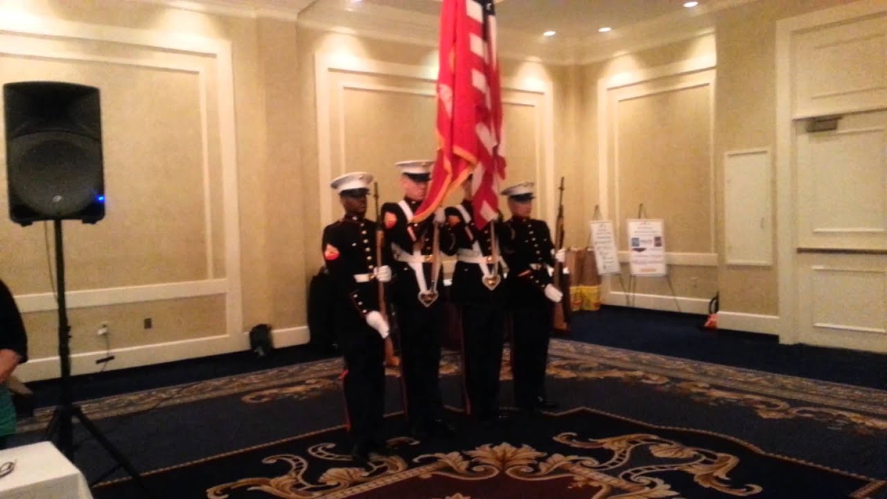 Marine Color Guard posts the colors at the BPW/OH Conference - YouTube