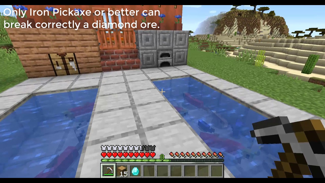 How to make a Diamond Axe in MineCraft - YouTube