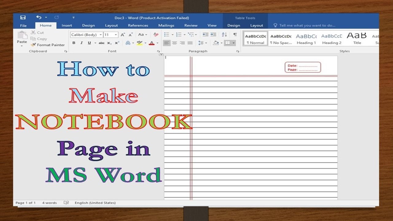 How to Make Notebook Page in MS Word. Word me Notebook Page Kaise ...