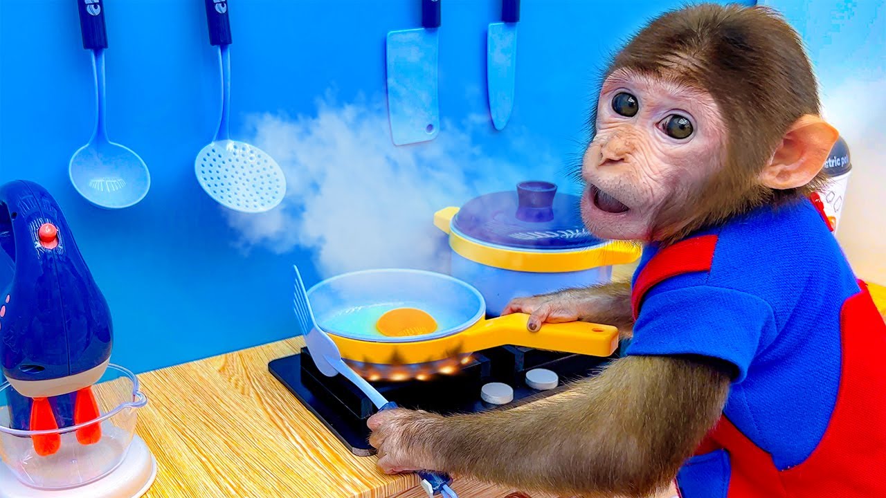 Monkey BuBu studied and went to the kitchen to make egg paste | BUBU ...