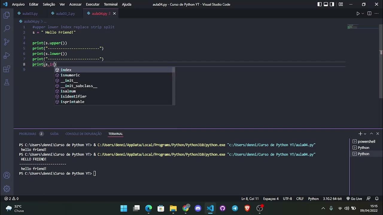 Aula 04 - Métodos em Strings - Curso de Python - YouTube