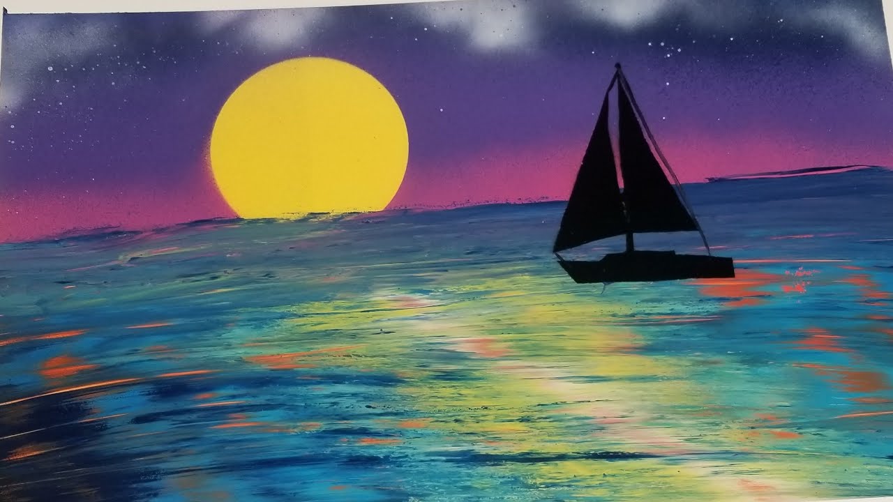 Sailing into the sunset | SPRAY PAINT ART - YouTube