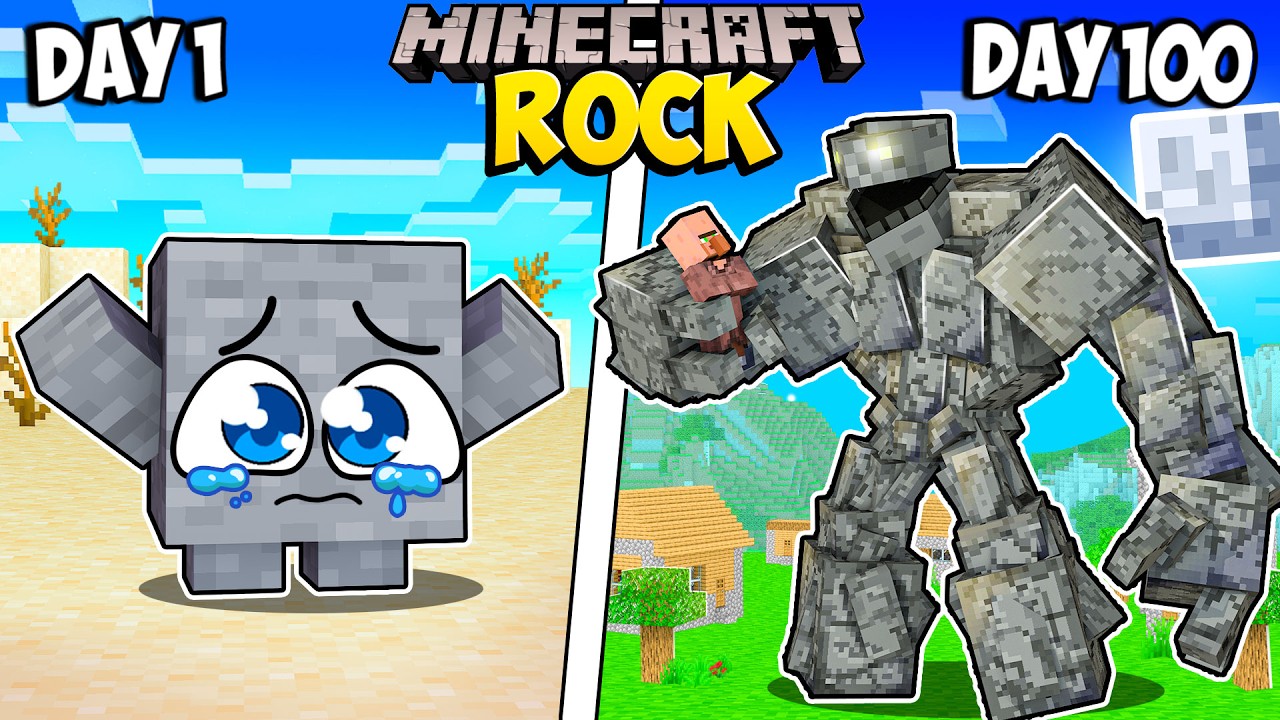 I Survived 100 Days as a ROCK in Minecraft - YouTube