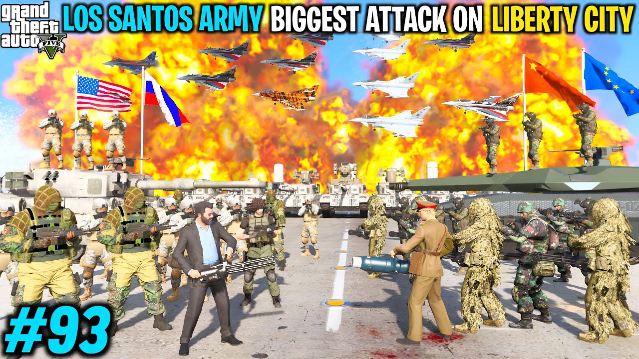 LOS SANTOS ARMY BIGGEST ATTACK ON LIBERTY FORCE | GTA V GAMEPLAY #93 ...