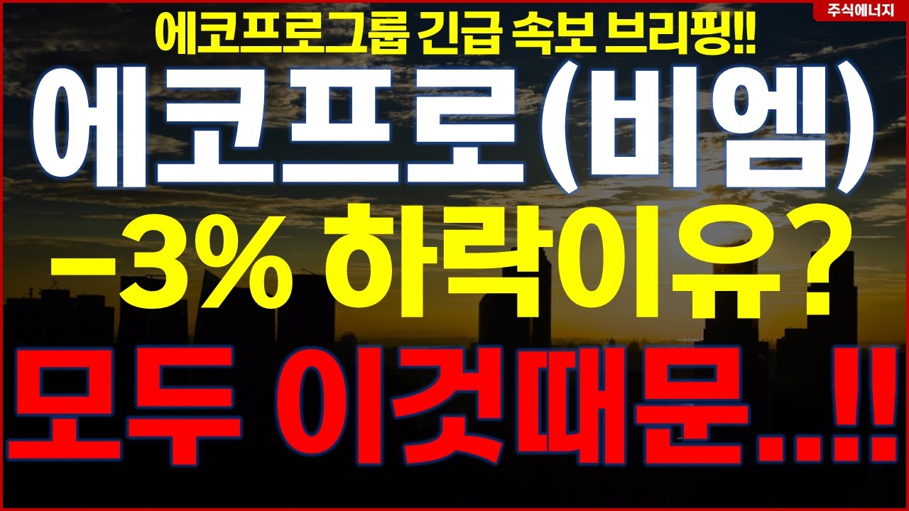 에코프로 에코프로비엠 3 하락 이유 모두 이것때문 에코프로 에코프로머티 긴급속보 브리핑 Youtube