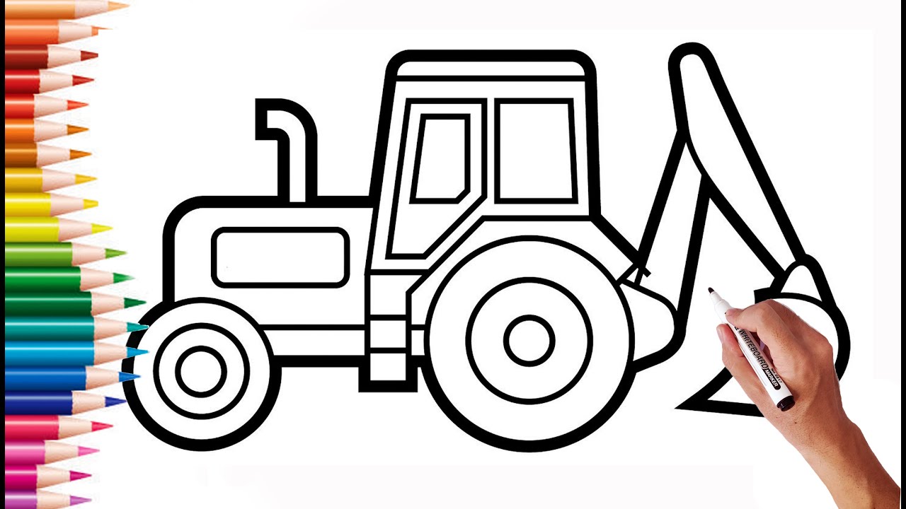 How to draw an Excavator step by step 🚜|| Excavator drawing and ...