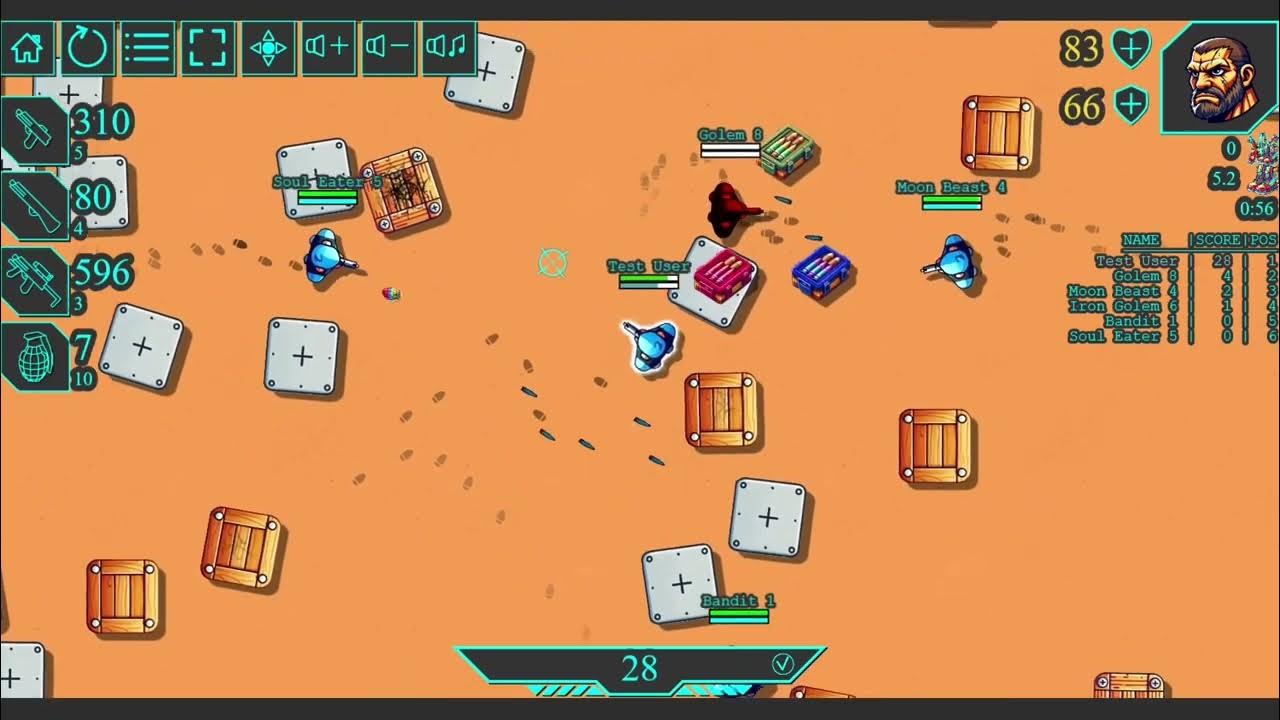 web shooter game php MySQL Laravel Filament JavaScript Node.js matter.js socket.io HTML5 CSS ...