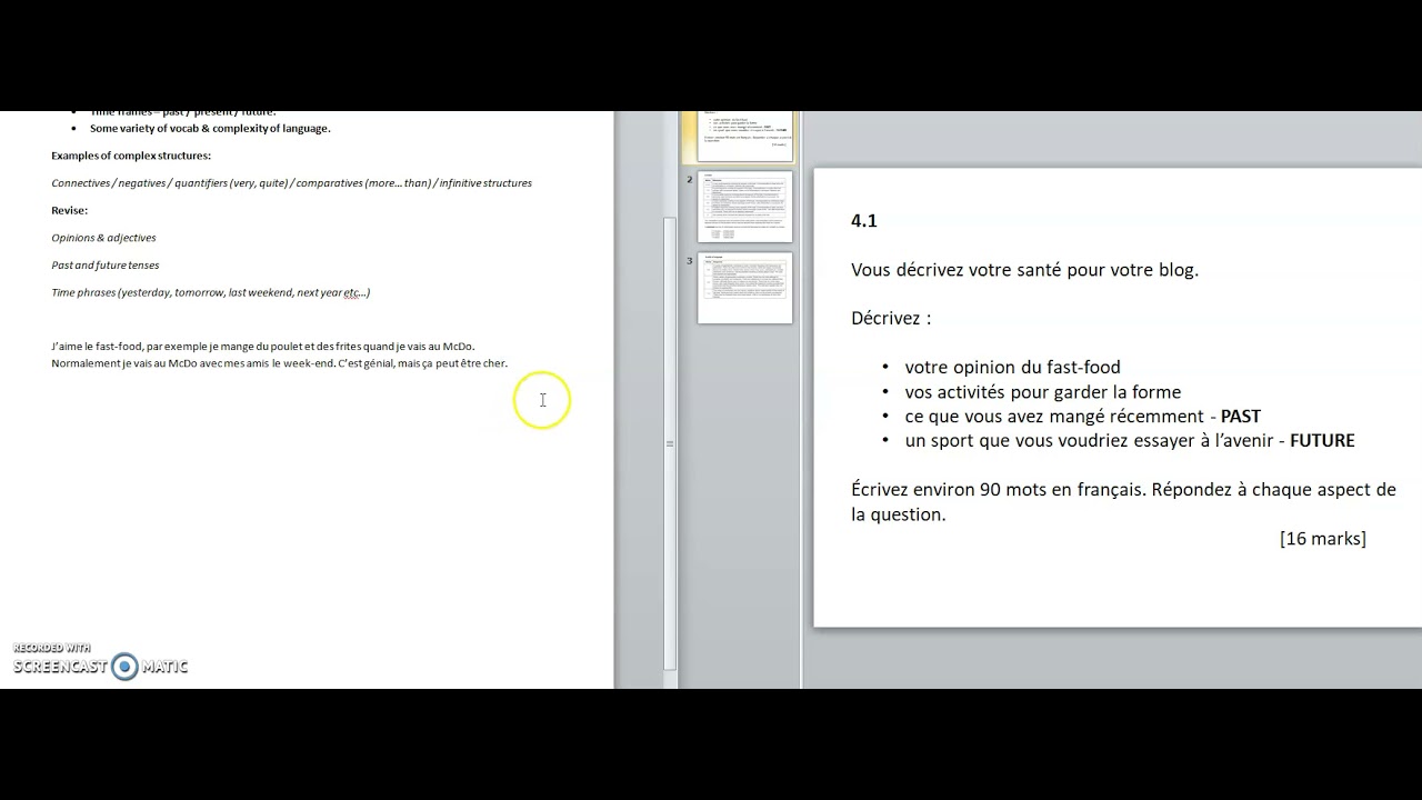 AQA GCSE French Writing 90 Word Task Part 2 - YouTube