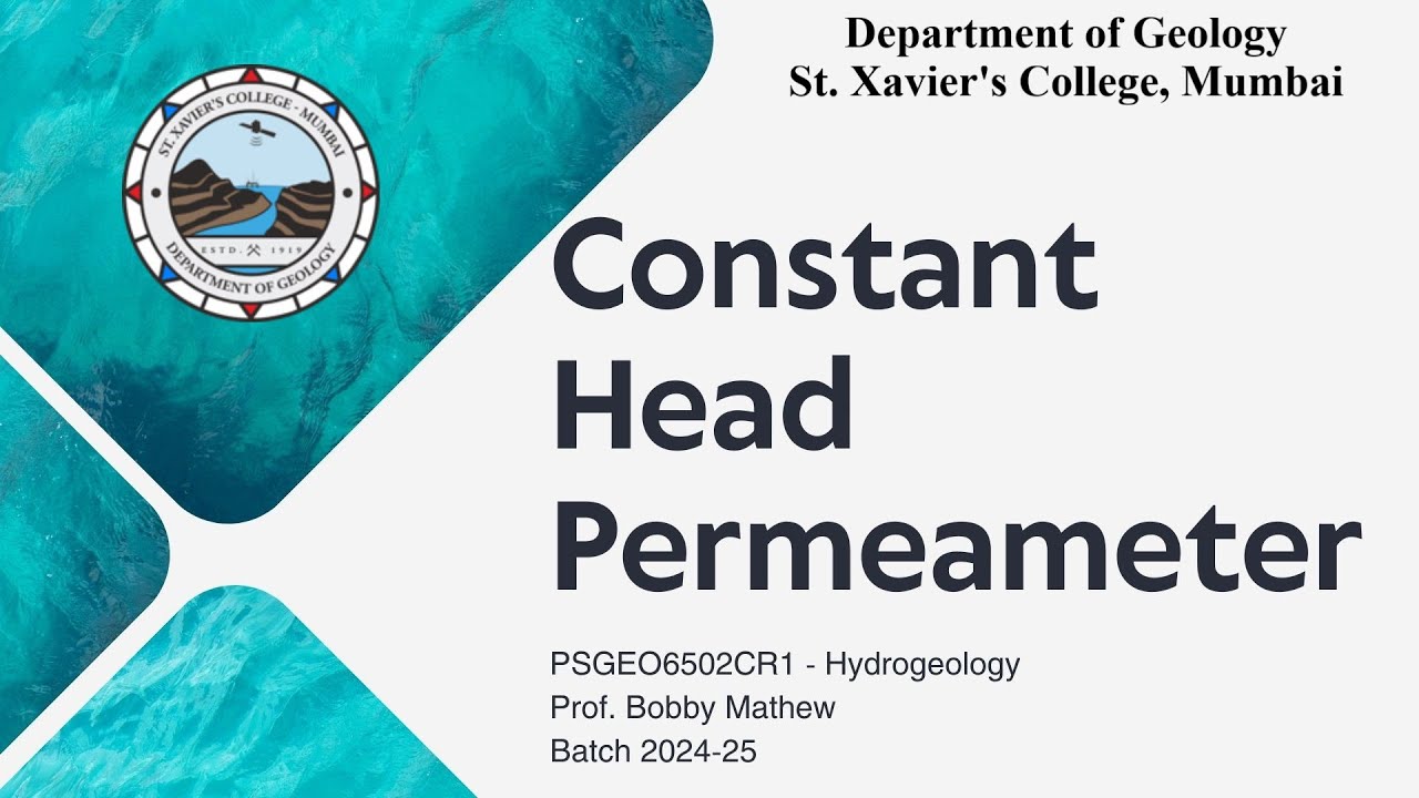 Constant Head Permeameter - Department of Geology, St. Xavier's College ...