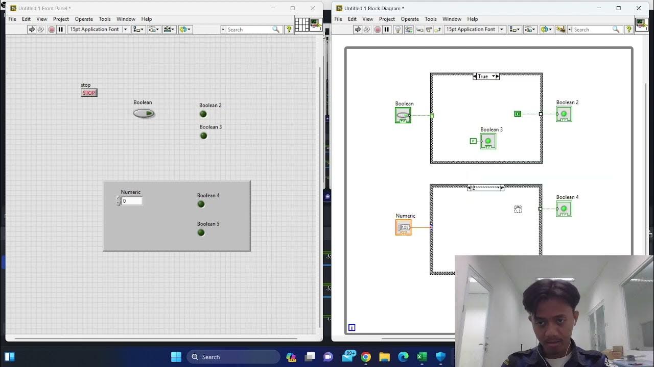 LATIHAN 11 - LABVIEW (CASE STRUCTURES, BOOLEAN INPUT), NAMA: ARDIANSYAH NUGROHO, NIM ...