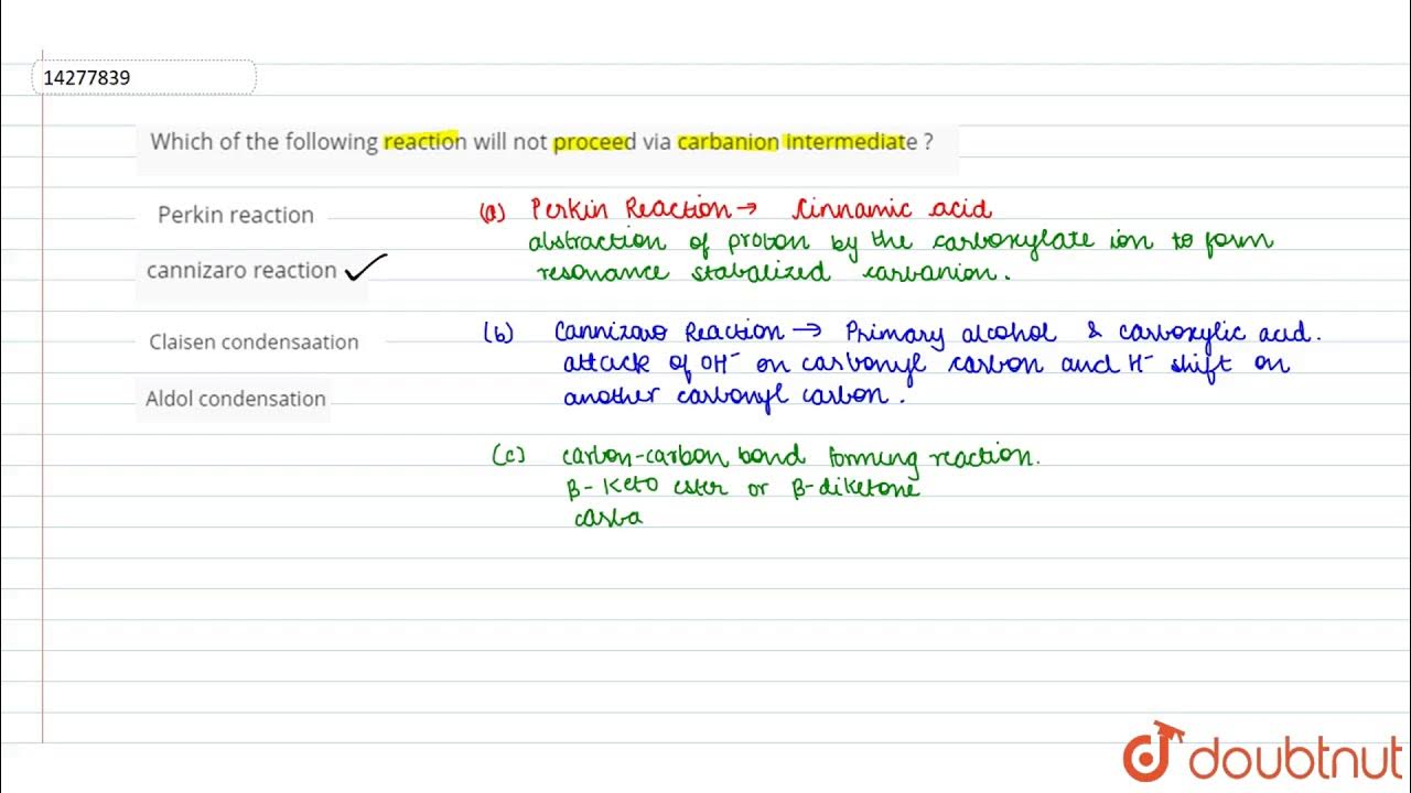 Which Of The Following Reaction Will Not Proceed Via Carbanion which-of-the-following-reaction-will-not-proceed-via-carbanion