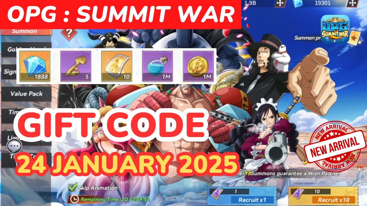 GIFT CODE : 24 JANUARY 2025 - HURRY BEFORE EXPIRES | OPG: SUMMIT WAR ...