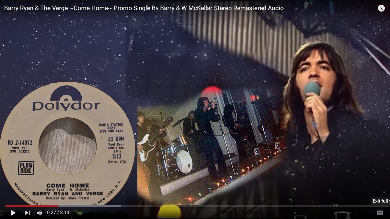 Barry Ryan ️ & The Verge 🎶 ~Come Home~ Promo Single By Barry & W ...